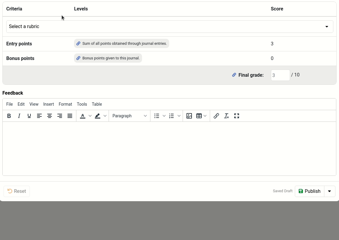Adding an overall assessment - eJournal Help Center